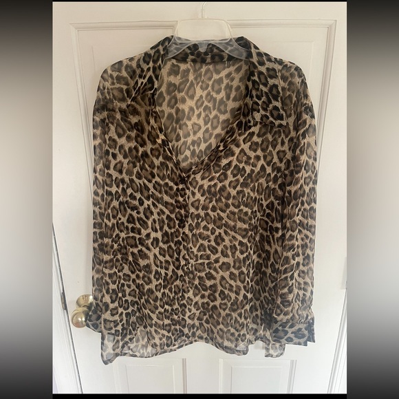 Tops | Vintage Sheer Leopard Blouse | Poshmark
